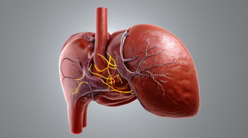 Detailed 3D Render of Human Liver with Vascular and Biliary Systems ...
