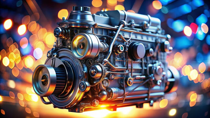 Detailed 3D Rendering of an Internal Combustion Engine a Closeup View ...