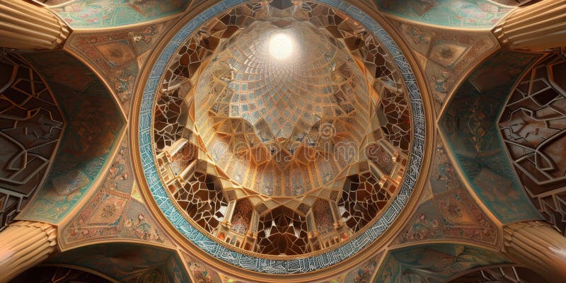 Detailed 3D Rendering of an Islamic Geometric Dome Stock Illustration ...