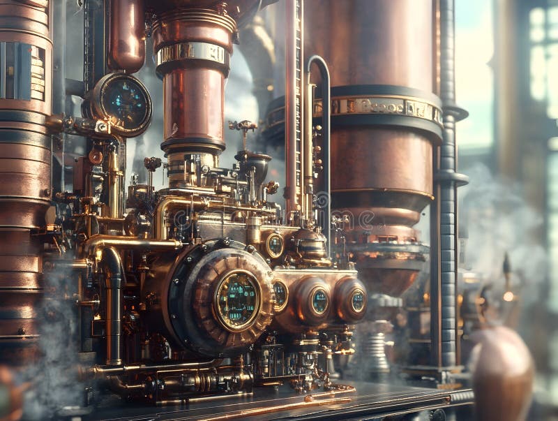 Intricate Steampunk Mechanical Contraption in Copper and Brass Stock ...