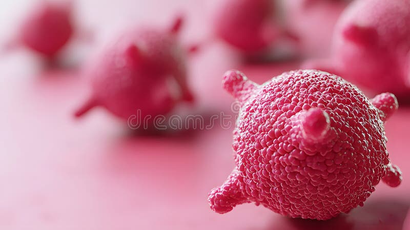 Microscopic View of Pink Virus Cells Detailed 3D Render of Viral ...