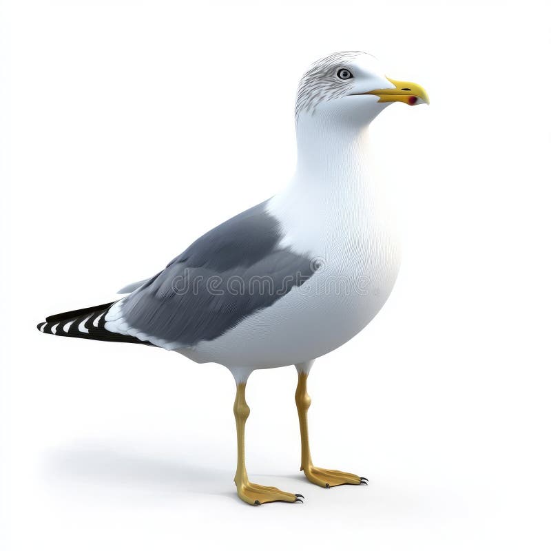 Close-up of a Realistic 3D Rendered Seagull Stock Illustration ...