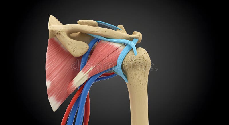 Detailed 3D Model of Human Shoulder Anatomy: Muscles, Bones, and Blood ...