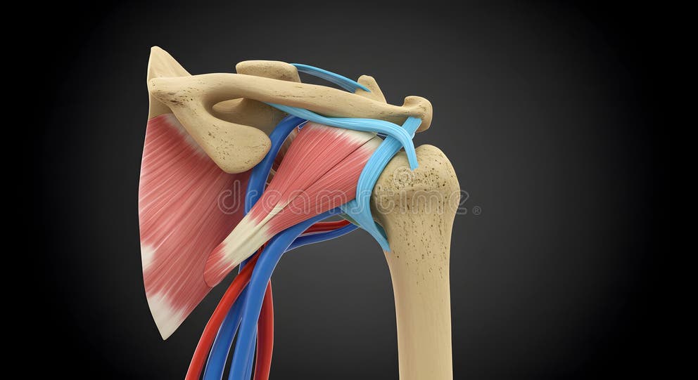 Detailed 3D Model of Human Shoulder Anatomy: Muscles, Bones, and Blood ...