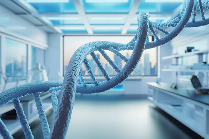 3D Render of DNA Helix in Modern Scientific Laboratory Stock ...