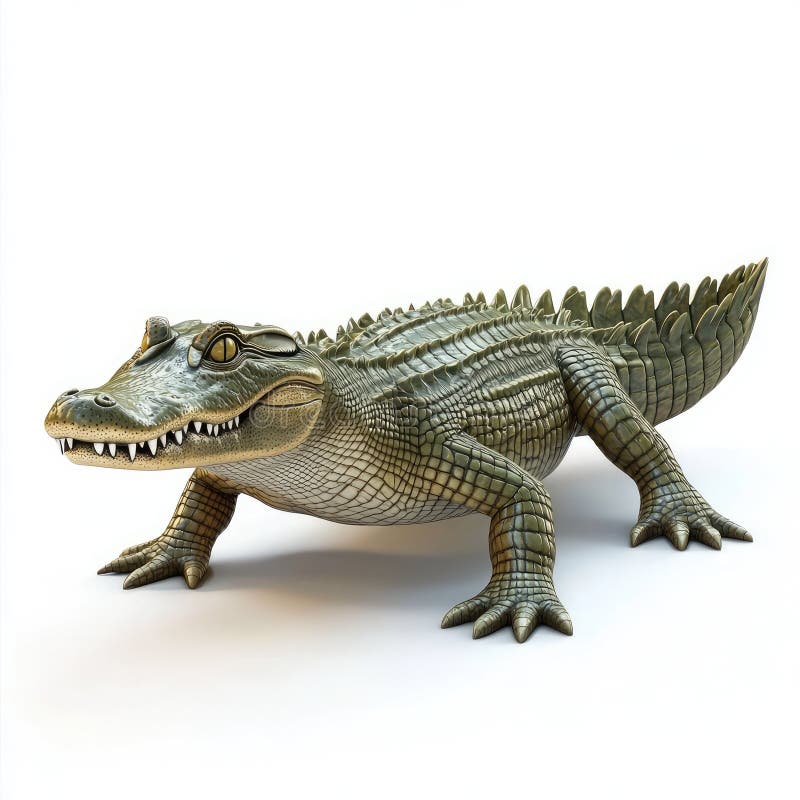 Smiling Alligator on White Background, 3D Render Stock Illustration ...