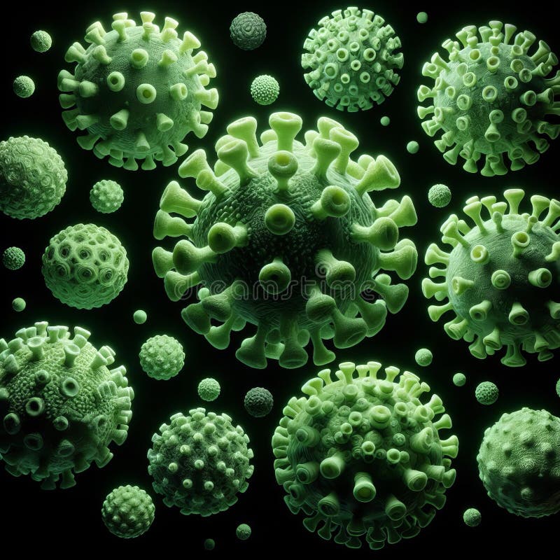 Detailed 3D Rendering of Various Viruses Stock Illustration ...