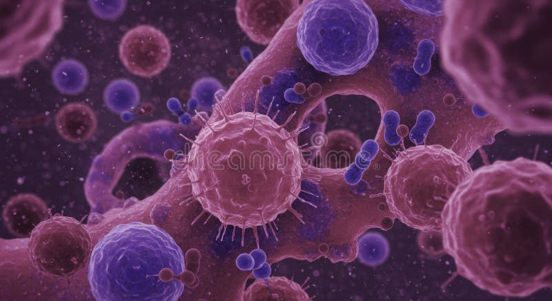 Microscopic View of Virus and Bacteria Cells Infecting the Human Body ...