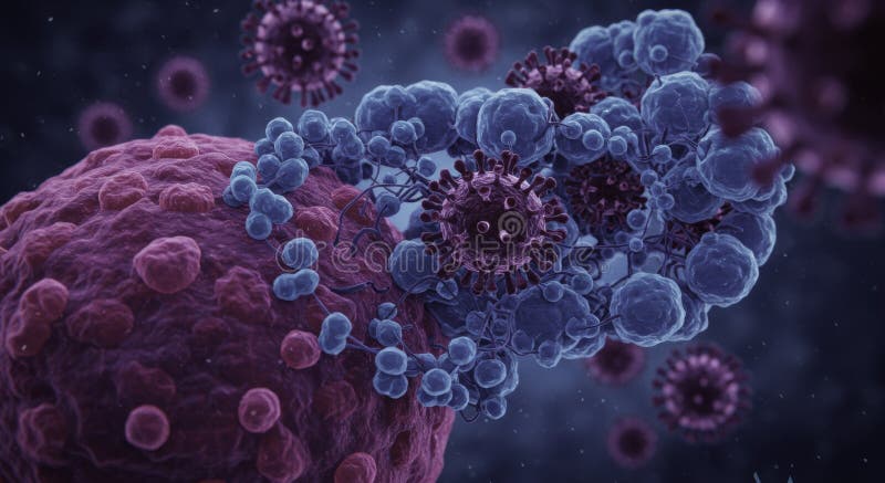 Viral Infection: Microscopic View of Virus Attacking Cell Stock ...