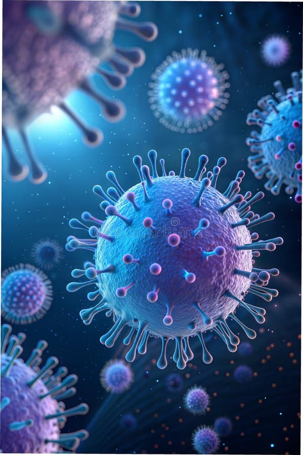 Detailed 3D Rendering of Viruses in Microscopic View Stock Illustration ...