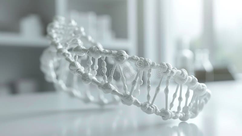 3D White DNA Model in Laboratory Setting for Genetics and Biotechnology ...