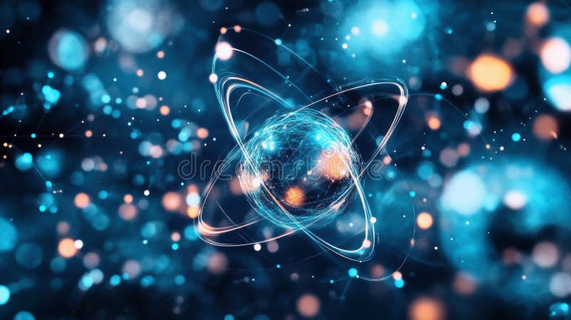Detailed 3d Representation of an Atom Showcasing Rotating Electrons for ...