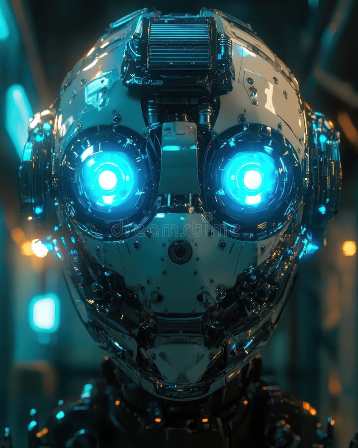 Detailed 3D Sci-Fi Robot with Metallic Finish Stock Illustration ...