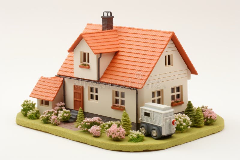 Detailed 3d Small House Model on Architecture Floor Plan with Interior ...