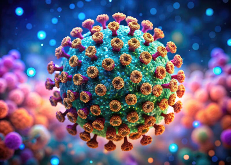 Detailed 3D TiltShift Micrograph of Dengue Virus Capsid Structure a ...