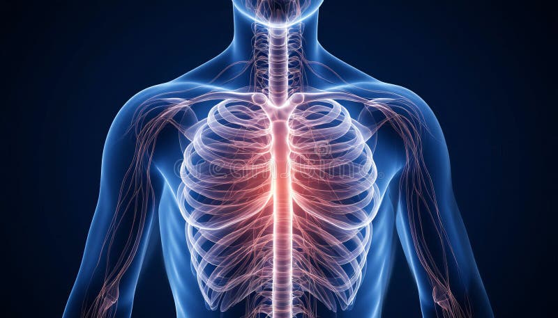 A Detailed 3D Visualization of a Human Torso, Highlighting the ...