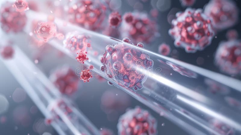 Detailed 3D Visualization of a Virus Under Microscope Representing ...