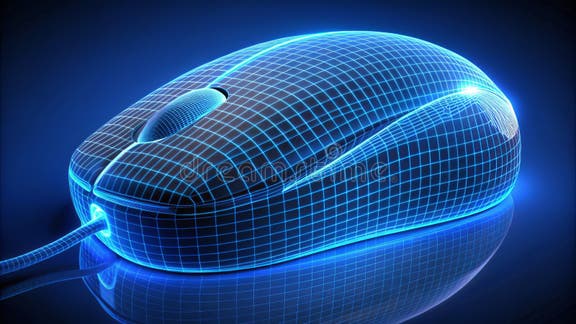 Detailed 3D Wireframe Computer Mouse Design Interlocking Lines and ...