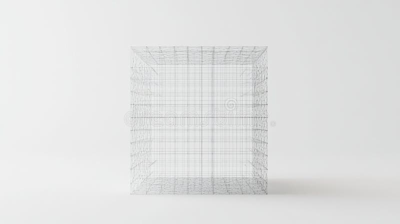 A Detailed 3D Wireframe Representation of a Geometric Box, Presented ...