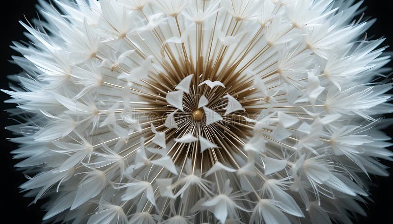 Detailed Dandelion Seed Head Close Up Against Dark Background Texture ...