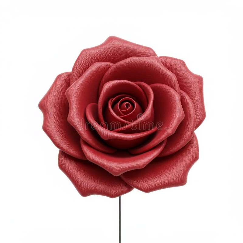 Detailed Dark Red Rose Flower Blossom on White Background Single Stem ...