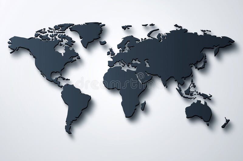 Detailed Dark World Map on a Clean White Background Ideal for ...