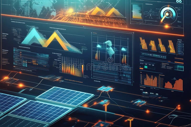 Modern Technology Interface Showcasing Solar Energy Data and Analytics ...