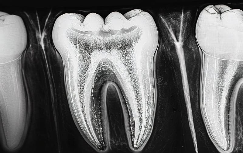 Detailed Dental X-ray Highlighting Root Structure of Molars in a Clinic ...