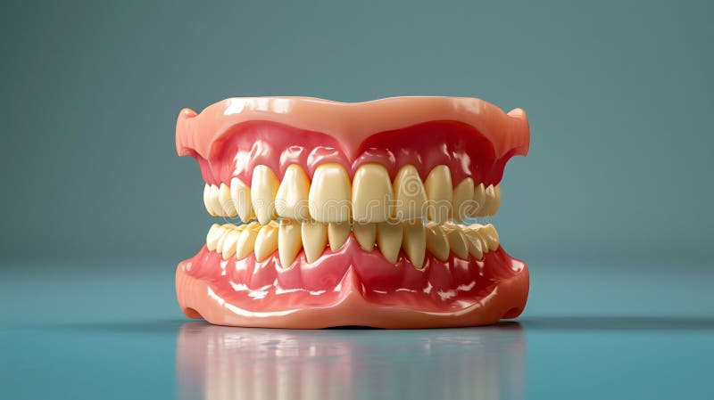 Detailed Denture Model on Reflective Surface. Generative Ai Stock ...
