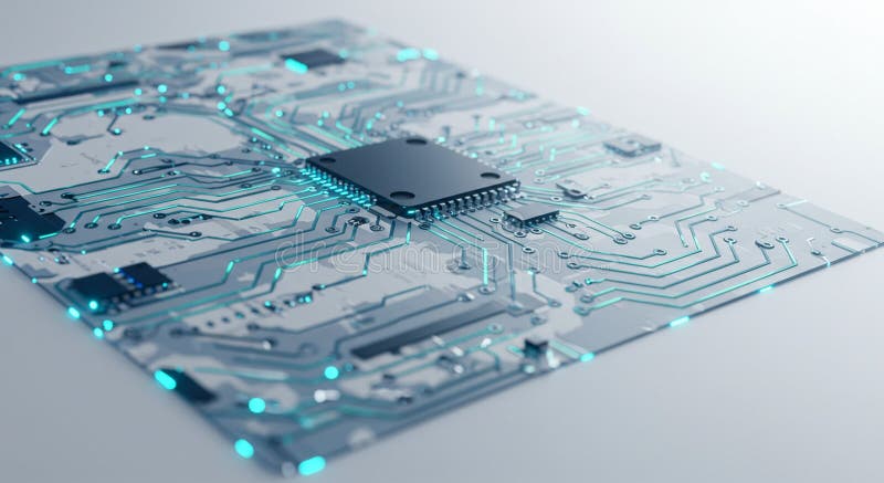 A Detailed Depiction of a Computer Motherboard Featuring a Central ...