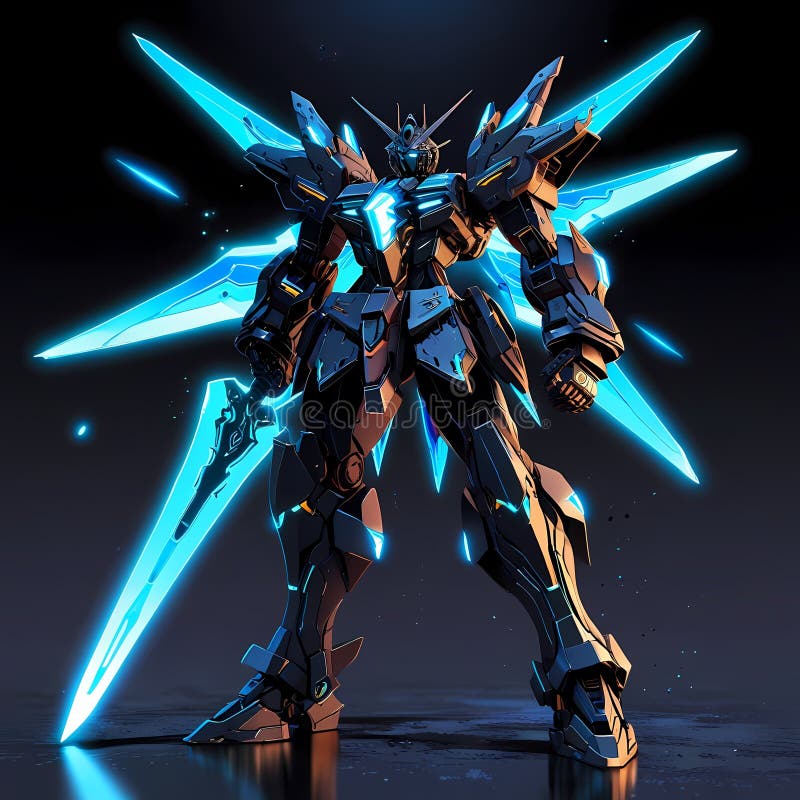 Futuristic Mecha Robot in Battle Mode (Square) Stock Photo - Image of ...