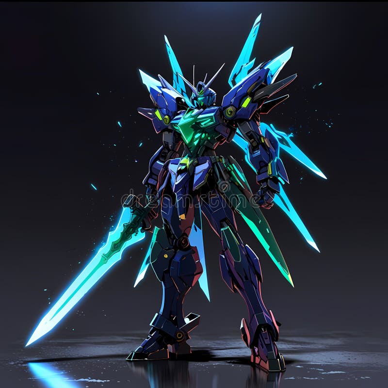 Futuristic Mecha Robot in Battle Mode (Square) Stock Photo - Image of ...