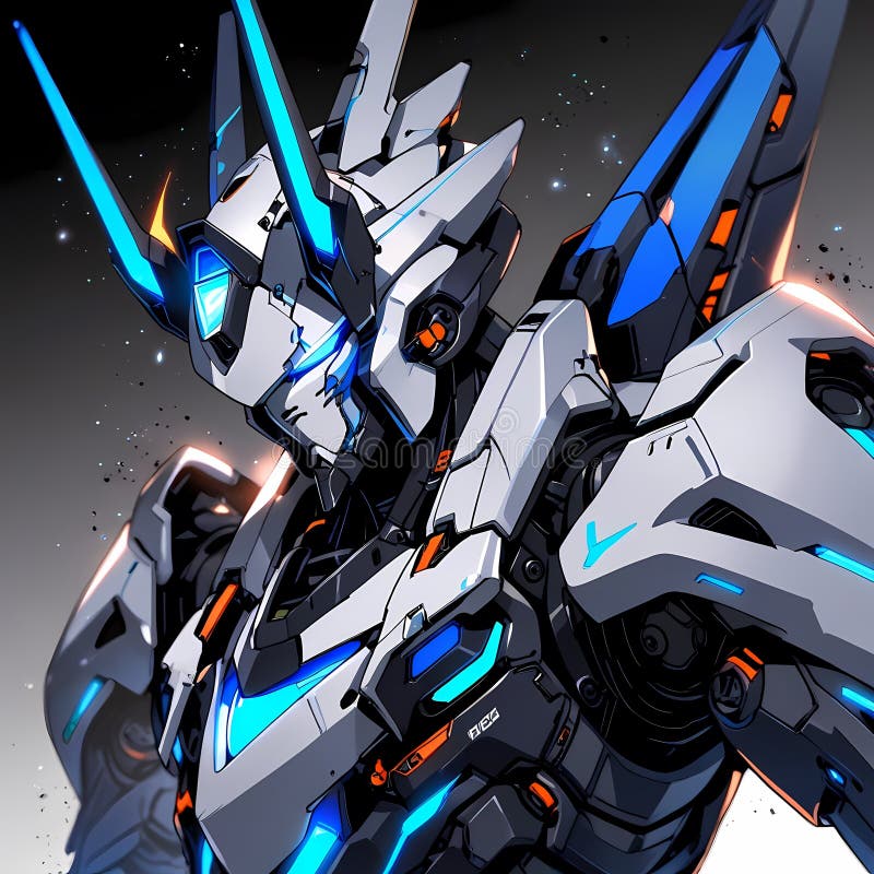 Futuristic Mecha Robot in Battle Mode (Square) Stock Image - Image of ...