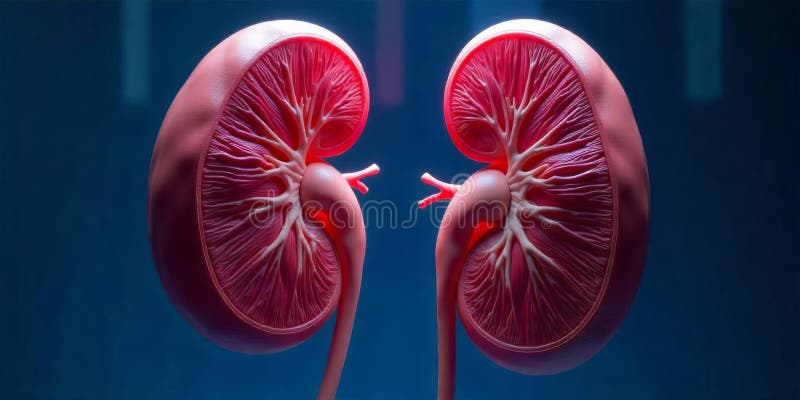 Detailed Depiction of Human Kidneys Emphasizing Their Anatomical ...