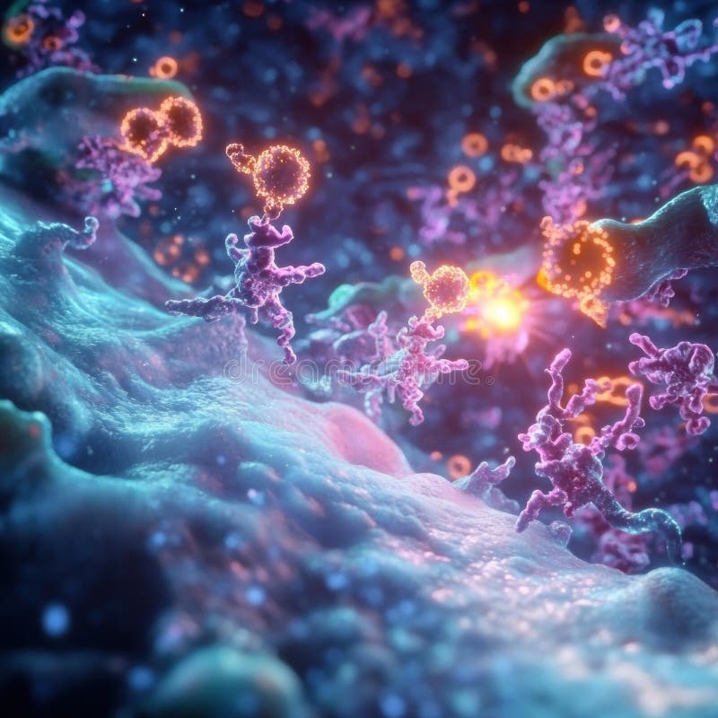 Close Up View of Microbial Interactions Highlighting Molecular Dynamics ...