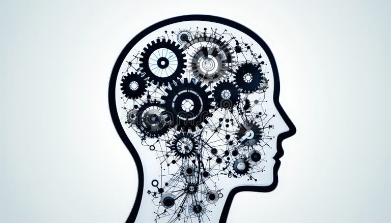 Creative Visualization of a Human Head Filled with Interconnecting Cogs ...