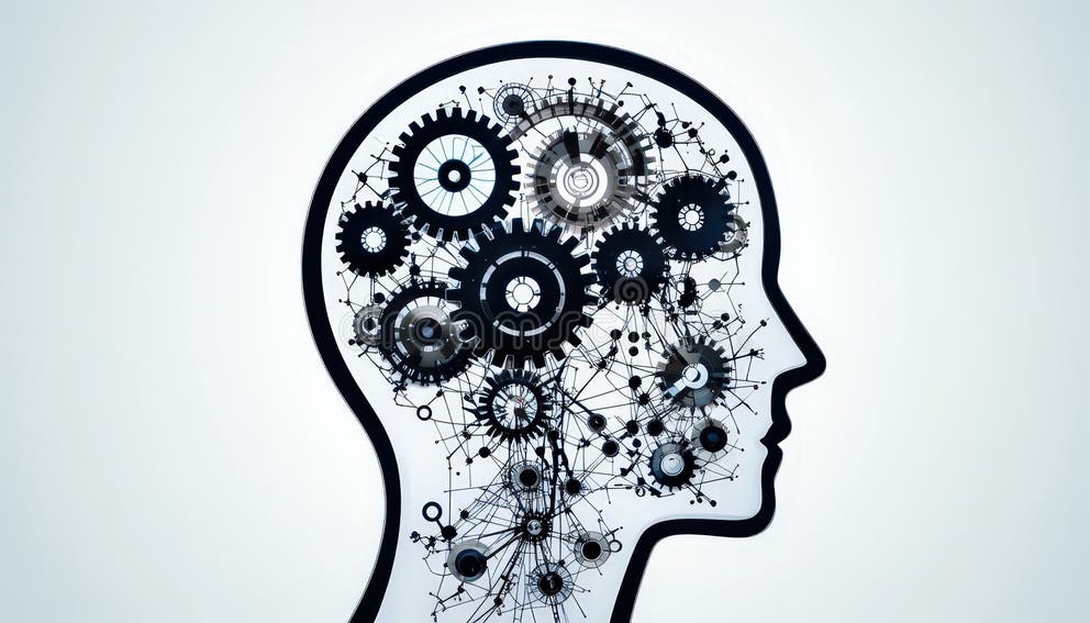 Creative Visualization of a Human Head Filled with Interconnecting Cogs ...