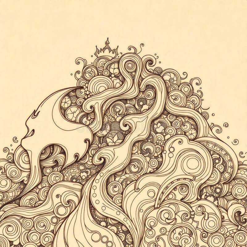 Intricate Line Art Flowing in Swirling Patterns with Organic Shapes and ...