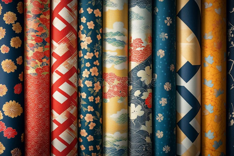 Traditional Japan Pattern Arranged in Vertical Rows with Different ...
