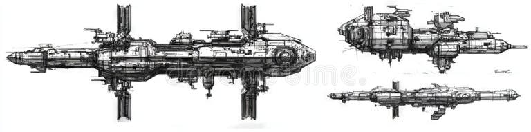 Detailed Design Sketches Provide a Technical Illustration of Space ...