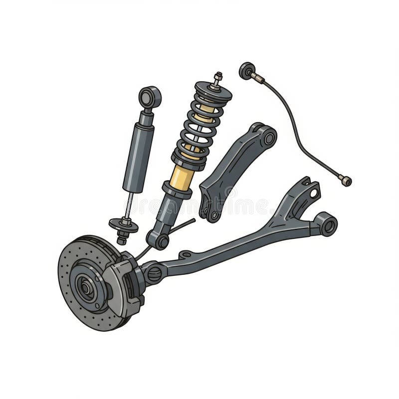 Detailed Diagram of Car Suspension System Components Stock Illustration ...