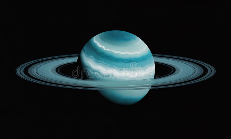 Teal and White Ringed Planet Digital Artwork Featuring Banded Textures ...