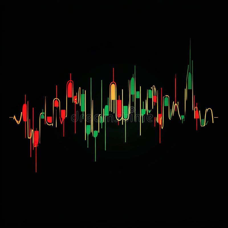 Stock Market Candlestick Chart with Red and Green Bars on Black ...