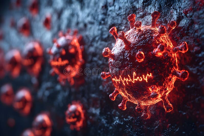 Digital Illustration of Glowing Virus Cells for Medical and Scientific ...