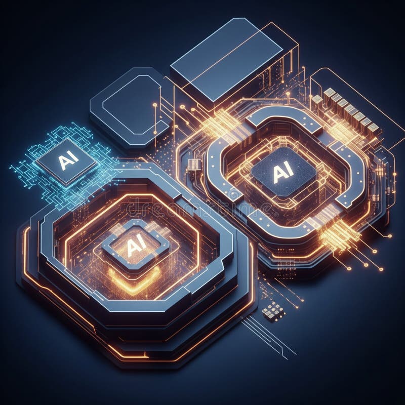 Futuristic AI microchips. stock image. Image of cyber - 387623559