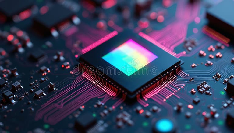 Detailed Digital Illustration Smartphone Sensor Motherboard. Microchip ...