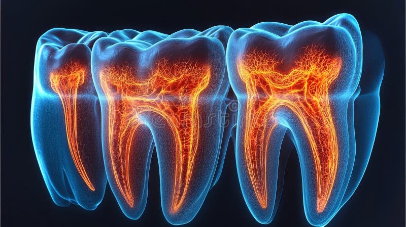 Detailed Digital X-ray Revealing Tooth Structure and Nerve Pathways in ...