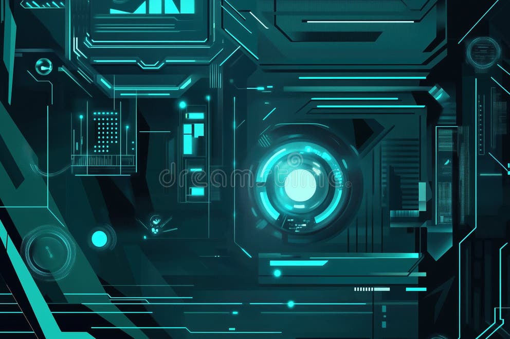 A Detailed Digital Rendering of a Futuristic User Interface with Neon ...