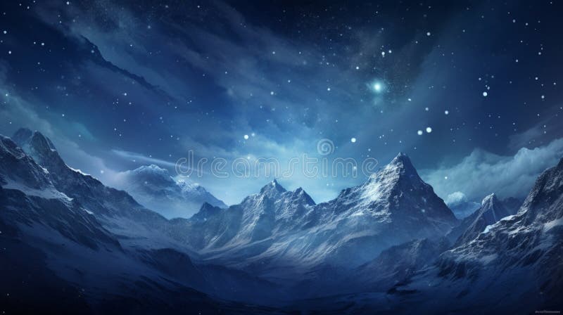 A Detailed Digital Rendering of a Snowy Mountain Range Under a Clear ...