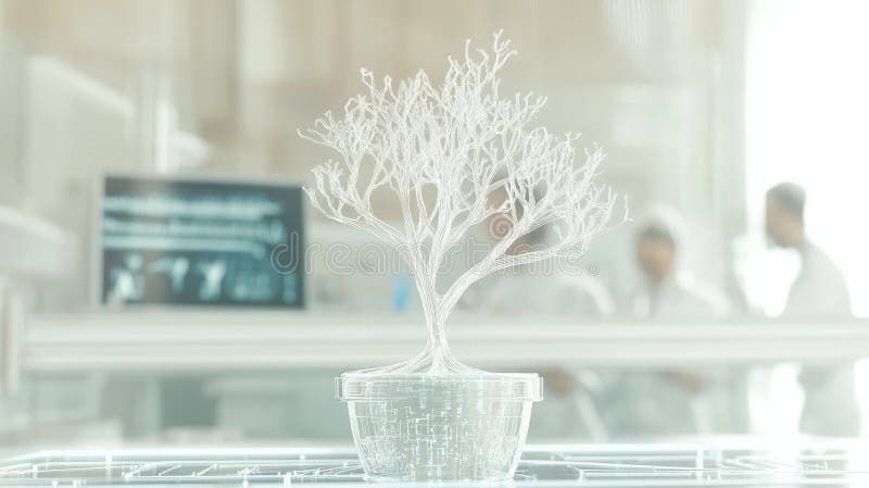 Minimalist White Bonsai Tree in a Futuristic Laboratory Stock Image ...